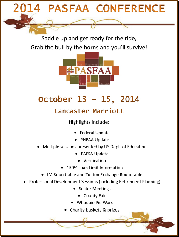 Fall Conference Update - Fall 2014 - PASFAA - Pennsylvania Association ...
